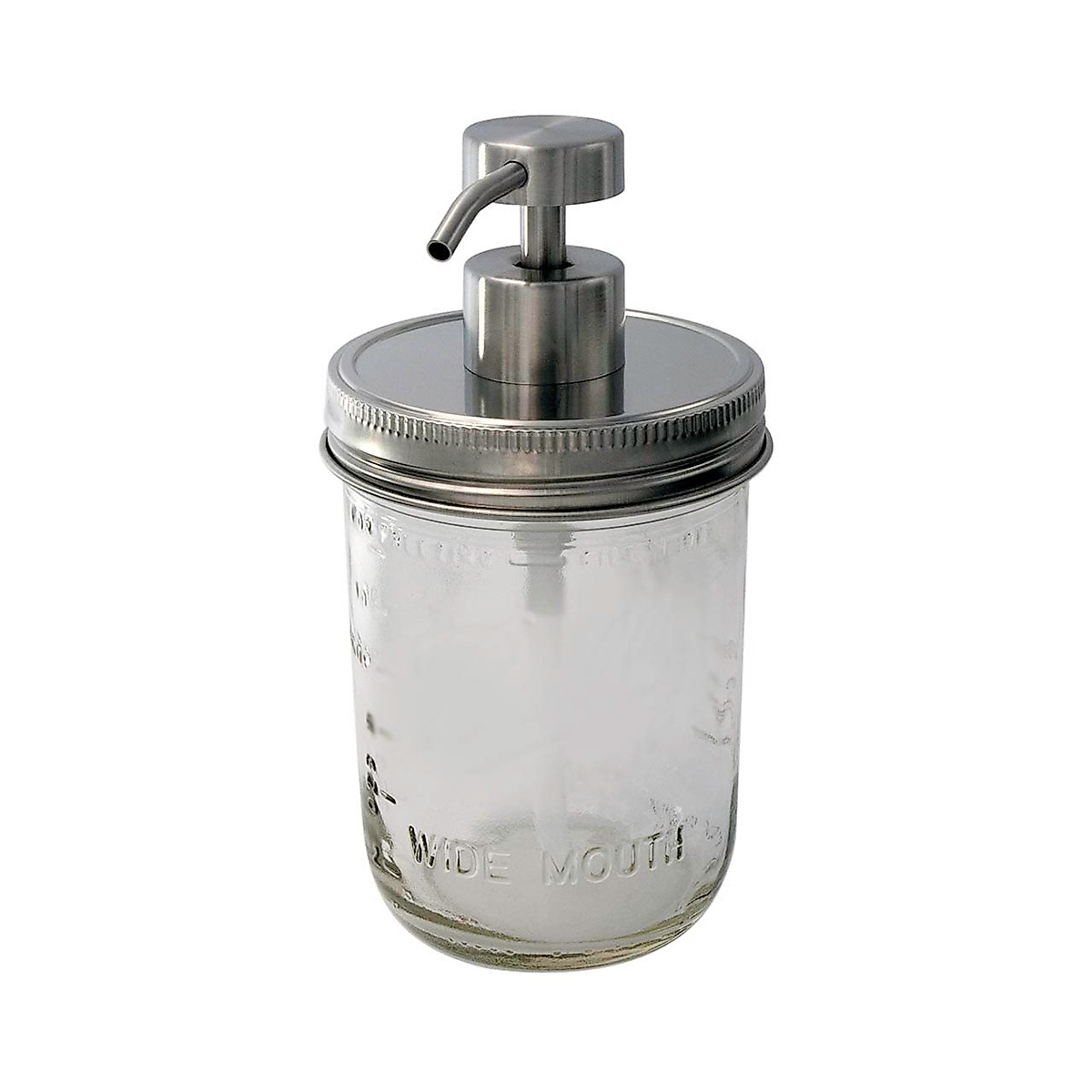 Mason Jar Lifestyle Satin/Brushed #2 Stainless Steel Soap Pump Lid | Hand Soap Pump Top/Lotion Dispenser Pump Replacement Lids for Mason Jars (Wide Mouth)
