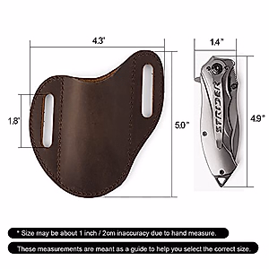 Gentlestache Leather Knife Sheaths for Belt, Pocket Knife Holder, EDC Leather Sheath for Folding Knife, Compact Draw Knife Holster Dark Brown…