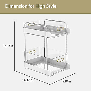 ILIKUHOME Under Sink Organizers and Storage, 2-Tier Clear Organizer with Sliding Drawers, Muti-purpose Pull Out Organizers for Bathroom, Kitchen, Pantry, Makeup, Office