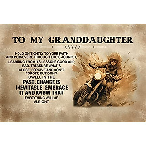 Poster Granddaughter: Hold on Tightly To Your Faith and Persevere - Armored Motorcycle Rider Wall Art Decor 207023