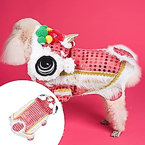 STOBOK Boy Hoodies Cute Dance Lion Dragon Pet Costume with Sequins Chinese New Year Cat Dog Clothes Hoodies Coat Pet Chinese New Year Pet Costume Outdoor Warm Dog Winte Clothes Boys Winter Coat