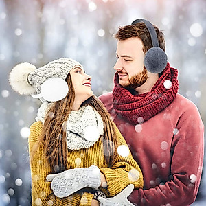 Simplicity White Ear Muffs For Women Winter Women's Earmuffs for Outdoor Snowboarding Walker Ear Protection Foldable Ear Covers Soft Warm Ear Warmers
