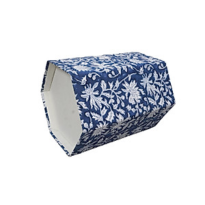 3.3 Gallon Cotton Hand Block Printed Paper Waste Basket |Small Decorative Trash Can for Housewarming Gifts in Living Room, Bedroom, Bathroom | Eco-Friendly, Plastic-Free (1, Blue White FLOWAR)