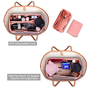 ZTUJO Purse Organizer, Felt Bag Organizer Purse Organizer Insert For Speedy, Neverfull, Graceful, Neverfull,Tote, Handbag,Shaper (Medium, Brush Pink)