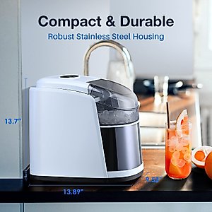Ice Maker Countertop Machine with Self-Cleaning Function，26LBS in 24 Hours, 9 Ice Cubes Ready in 6 Mins, Compact Ice Cube Maker with Ice Scoop & Basket for Home Kitchen Office Bar (White)