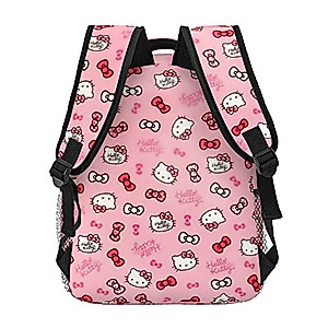 BAMARO Lightweight School Backpack, Cute Pink Cartoon Cat Bookbag for Girls Boys Men Women Teens