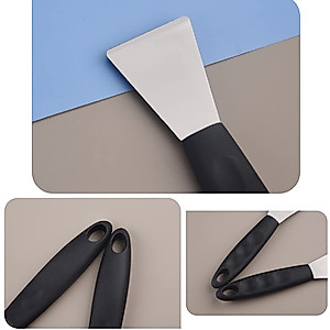 Stainless Steel Scraper, Oven Scraper Tool,Induction Hob, Stoves,None-Scratches Putty Scraper for Kitchen Cleaning,Wallpaper Scraper, Paint Scraper，Straight Version + Bending Version 2-Piece