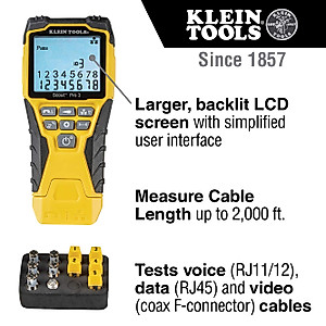 Klein Tools Cable Tester Kit with Scout Pro 3 for Ethernet, Coax and Phone Cables + Carrying Case