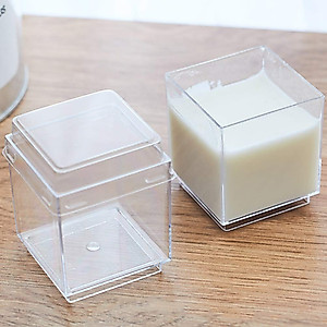 Gadpiparty Mousse Cups 20 Transparent Square with Lids, Plastic Parfait Cups Appetizer Tasting Shooter Cups Reusable Serving Containers for Mousse Ice Cream Fruit and Pudding