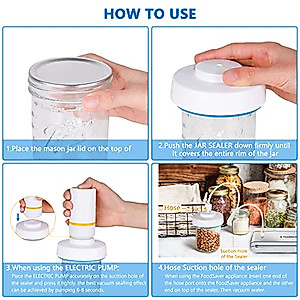 Mason Jar Vacuum Sealer: Auhavor Electric Jar Sealer for Foodsaver Vacuum Sealer, Vacuum Sealing Kit for Wide-Mouth & Regular-Mouth Mason Jars, Canning Sealer with Jar Attachment 2 Hose, Electric Vacuum Pump and Lid Opener