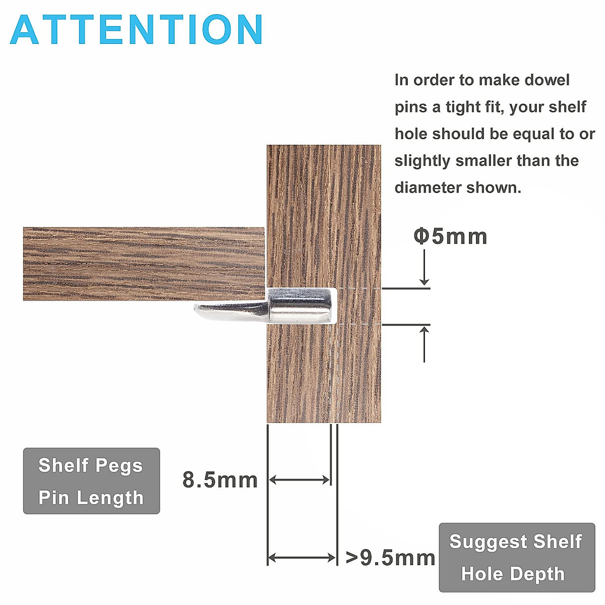 WINKING MOON 5mm Cabinet Shelf Pegs Spoon Shape Nickel Plated Metal Support Pins for Bookshelf Kitchen Furniture Adjustable Wood Shelves Holder (Pack of 80)