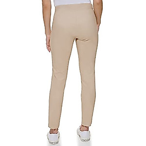 Calvin Klein Women's Everyday Ponte Fitted Pants, Latte, Large