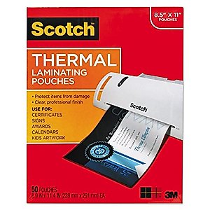 3M TP3854-50 Scotch Thermal Laminating Pouch - Letter - 8.50 inch Width x 11 inch Length9 inch x 11.5 inch Overall Size - 50 / Pack - Clear