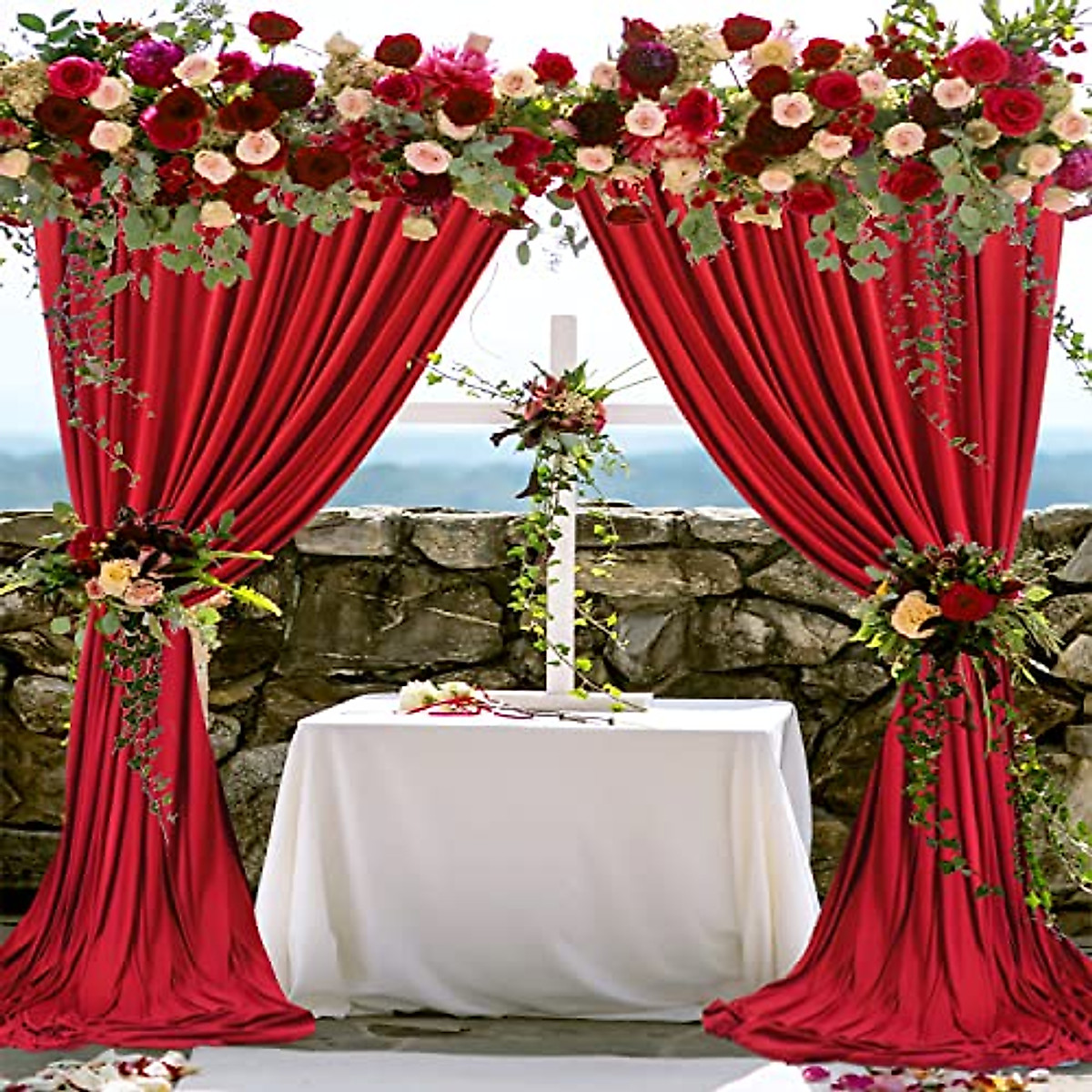 10x10 Red Backdrop Curtain for Parties Wedding Wrinkle Free Red Photo Curtains Backdrop Drapes Fabric Decoration for Birthday Party Baby Shower Christmas 5ft x 10ft,2 Panels