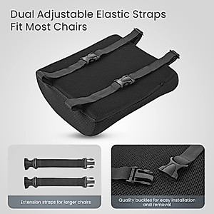 Lumbar Support Pillow for Office Chair - Improve Back Pain, Posture While Sitting - Memory Foam Cushion with Adjustable Strap for Desk/Gaming Chair, Car, Couch, Recliner
