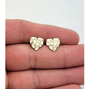 10K Yellow Gold Diamond Cut Nugget Heart Earrings