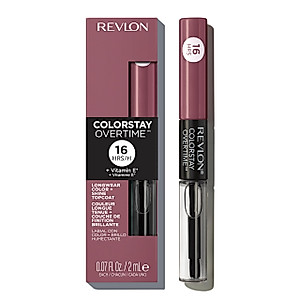 Revlon Liquid Lipstick with Clear Lip Gloss, ColorStay Overtime Lipcolor, Dual Ended with Vitamin E, 370 Everlasting Rum, 0.07 Fl Oz