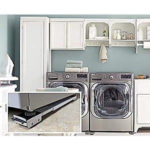 NW 1776 Two Movable/Adjustable Washing Machine Bases, Washing Machine Stand With Brake, Refrigerator Base Mobile Cart,Suitable for Refrigerator Base, Dryer Base, Washing Machine Base, White