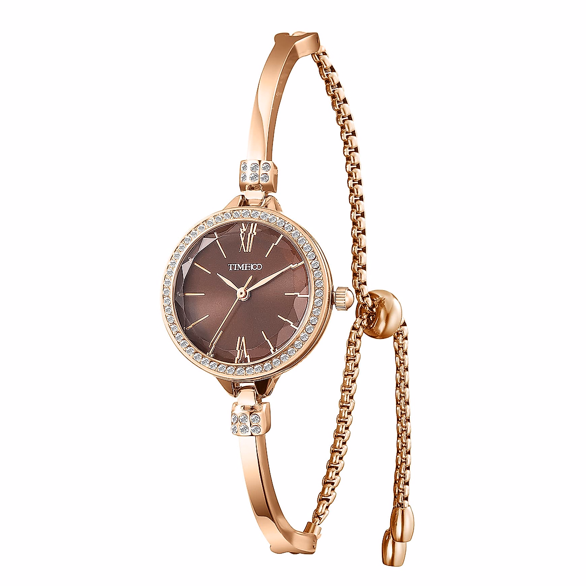 TIME100 Women's Watches Analog Quartz Japanese Movement Watch Bracelet Dress Watch for Female Waterproof Wristwatch Coffee Gold