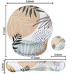 iLeadon Mouse Pad Wrist Support Keyboard Wrist Rest Set, Ergonomic Mouse Pad with Non-Slip Base for Computer Home Office + Coasters, Easy Typing & Pain Relief Mouse Mat, Tropical Leaves