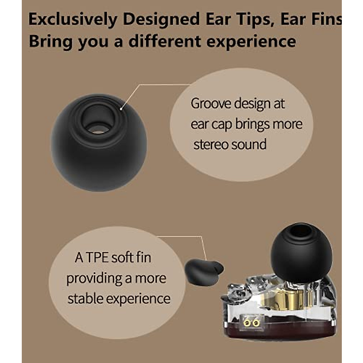 YINYOO in Ear Monitor Headphones CCZ Coffee-Bean IEM HiFi in-Ear Earbuds Earphone with 1DD, Immersive Bass Sound for Singers, Musicians, Stage, Drummers for Church Gym Running(Without mic, Black)