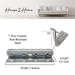 House2Home Replacement Elastic Webbing Kit to Repair Sagging Couch, Chair, Lawn,and Patio Furniture, Includes Installation Instructions, 2 Inch Wide x 60 Ft. Metal Webbing Clips