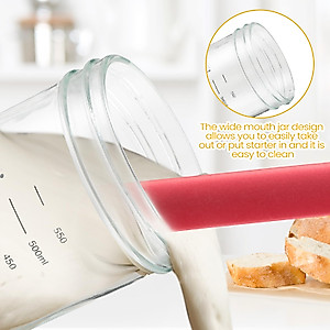 Maxcheck 4 Sets Sourdough Starter Jar Sourdough Starter Kit with Thermometer Scraper, Cloth Cover and Metal Lid 24 oz Wide Mouth Sour Dough Jar Container for Bread Baking Supplies(4 Sets)