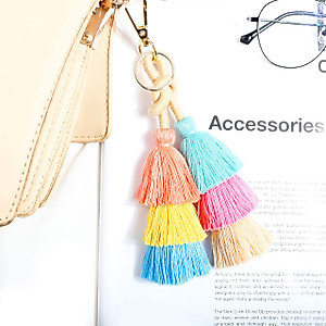 I-BOSOM Colorful Boho Pom Pom Tassel Bag Charm Key Chain (R01 style)