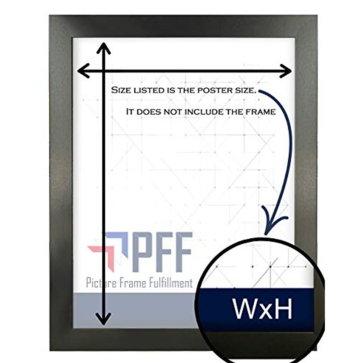 13"x29" Picture Frame | 1.25" Black MDF | Plexiglass and Hanging Hardware Included
