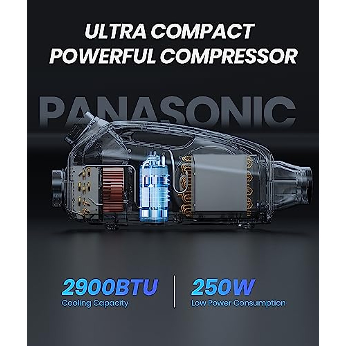 EENOUR QN750 Portable Air Conditioner,2900BTU Portable AC Unit,Dual Hose System,61~86°F,250W Low Power Consumption with 24V DC,3 Wind Speed,for Camping RV Truck Van Tent Outdoor Indoor