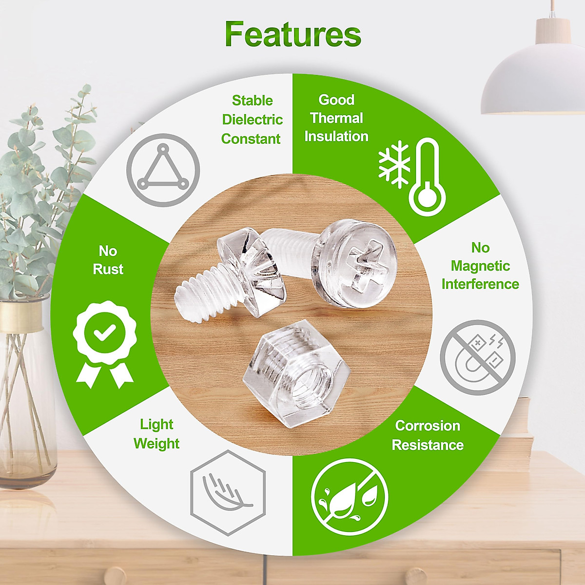 Pzsmocn 180 Pieces M3*4/6/8mm PC Transparent Plastic Cross-recessed Round Head Screws and Hexagonal Nuts Kit, Corrosion-Resistant, for DIY, Model and Electronic Product Fixation.