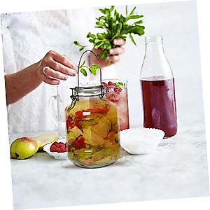 SWOOMEY Glass Storage Jar Glass Container Sauerkraut Canned Clear Container Glass Kitchen Canisters Transparent Pickle Jar Sealed Glass Storage Jar Glass, Iron Glass Storage Container Food