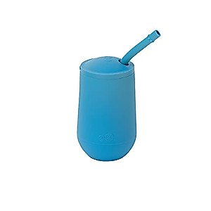 ez pz Happy Cup + Straw Training System - 100% Silicone Training Cup for Toddlers + Preschoolers - Designed by a Pediatric Feeding Specialist - 24 Months+ (Blue)