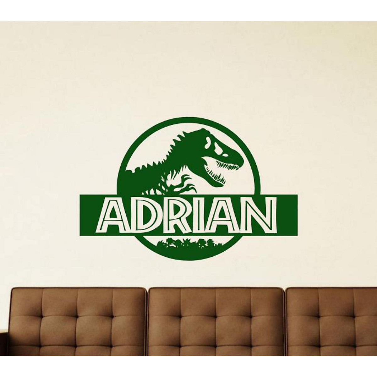 Dinosaur Wall Decal Custom Name Vinyl Sticker Personalized T-Rex Decals Tyrannosaurus Rex Wall Art Nursery Decor Car Decals Window Door Sign Peel and Stick Decal Dinosaur World Poster Print zz81