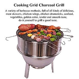 NEWCES Safety Certification Portable Charcoal Grill Barbecue BBQ Smoker Grill Stainless Steel BBQ Hanger Grill for Outdoor Camping Garden Backyard Cooking Picnic Traveling