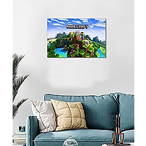 QISSES Mining Pixel Fun Game poster Roblox Canvas Wall Art Decor Cool Wall Print Canvas Posters for Room Aesthetic Decor Gifts Unframe:16x18inch
