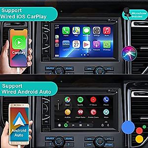 Double Din Car Stereo Radio with CD/DVD Player, Backup Camera, Bluetooth 5.2, CarPlay Android Auto Voice Control, 7inch Touchscreen Head Unite with AM FM Radio, Mirror Link, DSP, SWC, A/V Input
