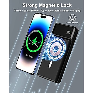 FEEL VOX Magnetic Wireless Portable Charger, Power Bank 10000mAh USB-C 18W Fast Charging Mag-net Safe Battery Pack with LED Display, Suitcase-Style Metal Retractable Stand for iPhone 14/13/12 Series