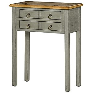 HOMCOM Vintage Console Table Retro Entryway Table with 2 Drawers for Living Room and Hallway - Grey
