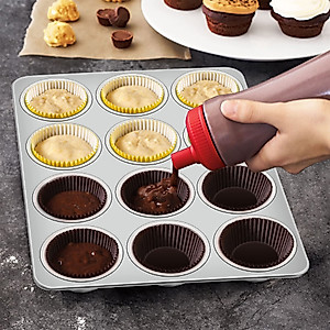 Homikit Muffin Pan Set of 2, Stainless Steel Cupcake Tin Pans with 12 Regular Size Cups for Oven Baking, Deep Metal Muffin Tray Molds Great for Home Kitchen, Rust Free, Dishwasher Safe