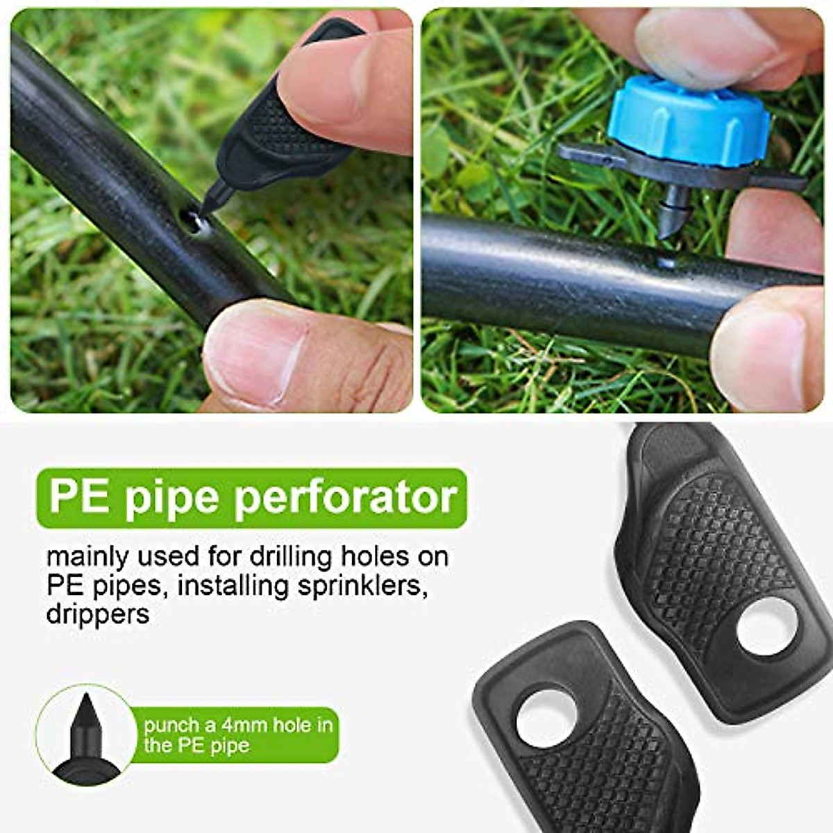 10PCS Drip Irrigation Tube Hole Punches, Kalolary Drip Hose Hole Punch for 4/7mm PE Pipe Hole Punches, 5PCS Mini Water Pipe Punch 5PCS Bull-head Tubing Punch for Outdoor Lawn Garden Water System Tools
