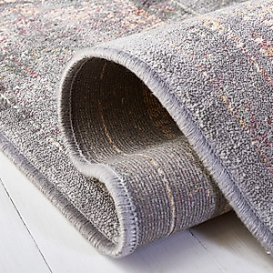 SAFAVIEH Vintage Collection Area Rug - 10' x 14', Grey & Multi, Oriental Distressed Viscose Design, Ideal for High Traffic Areas in Living Room, Bedroom (VTG117-2770)