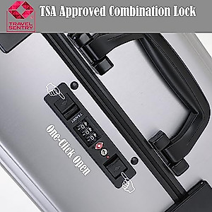 Sindermore 20 inch Aluminum Carry on Luggage (Silver, Carry on Plus 20 inch)