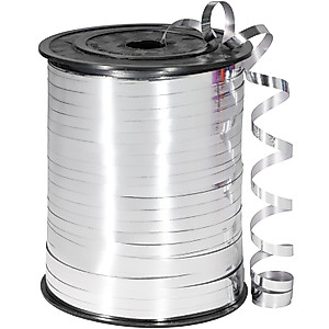 OMISELIO Silver Ribbon, 500 Yard Premium Silver Curling Ribbon, Metallic Shiny Curling Ribbon for Gift Wrapping, Balloon Ribbon, Balloon String, Curly Ribbon, 3/16" Ribbon for Birthday, Christmas