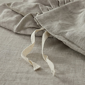 esasilk 100% Linen Duvet Cover Set, 3Pcs Farmhouse Ruffled Bedding Cover Set, 1X Duvet Cover, 2X Pillow Shams, Breathable Linen Bedding Set for All Seasons (Flax, Cal King)