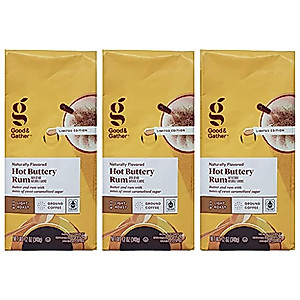 Good & Gather Hot Buttery Rum Ground Coffee - Pack of 3 Bags - 36 oz Total - 12 oz Per Bag - Limited Edition Good & Gather Coffee
