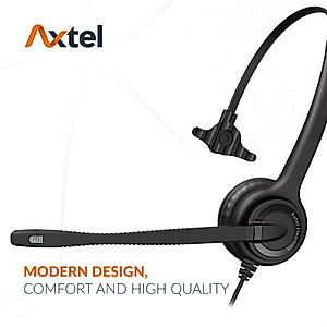 Axtel Bundle Elite HDvoice Mono NC with AXC-HISHD Cable | Noise Cancellation - Compatible with Avaya 1600/9600 Series IP Phones | Microphone Amplifier with up to 8 Levels