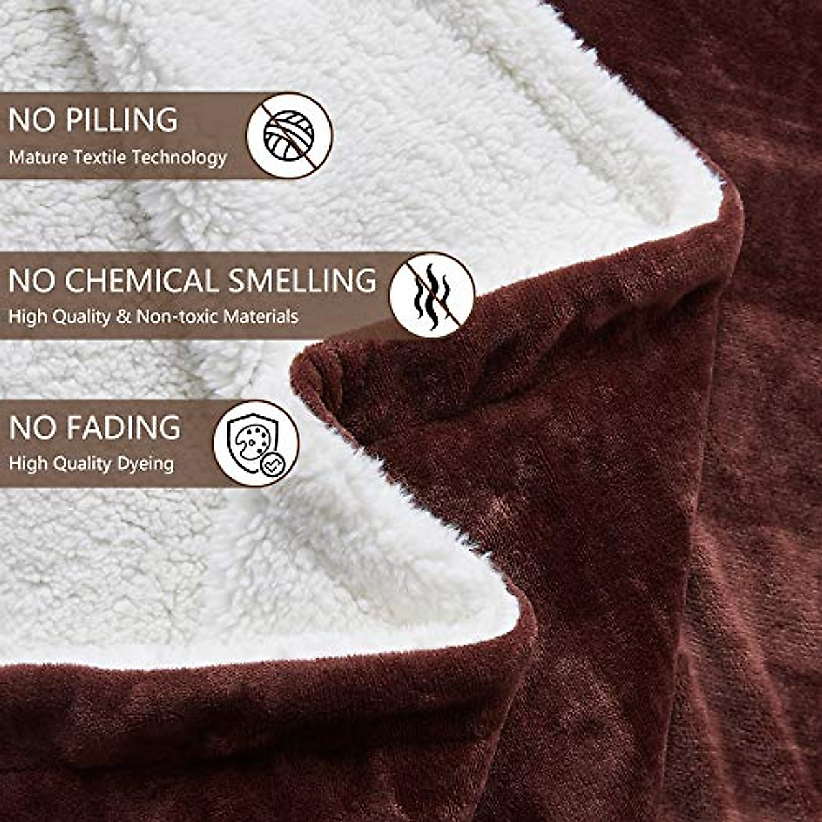 SEMECH Sherpa Throw Blanket Throw Size, Sherpa Fleece Throw Blanket Lightweight, Reversible Sherpa Blanket Machine Washable, 50" x 60", Brown