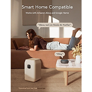 Nooie WiFi Air Purifier,H13 HEPA Filter Remove 99.97% Dust, Pollen, Smoke up to 538 Sq.Ft. For Pets Allergies,Baby friendly Air Purifier With Ultra Low Noise Sleep