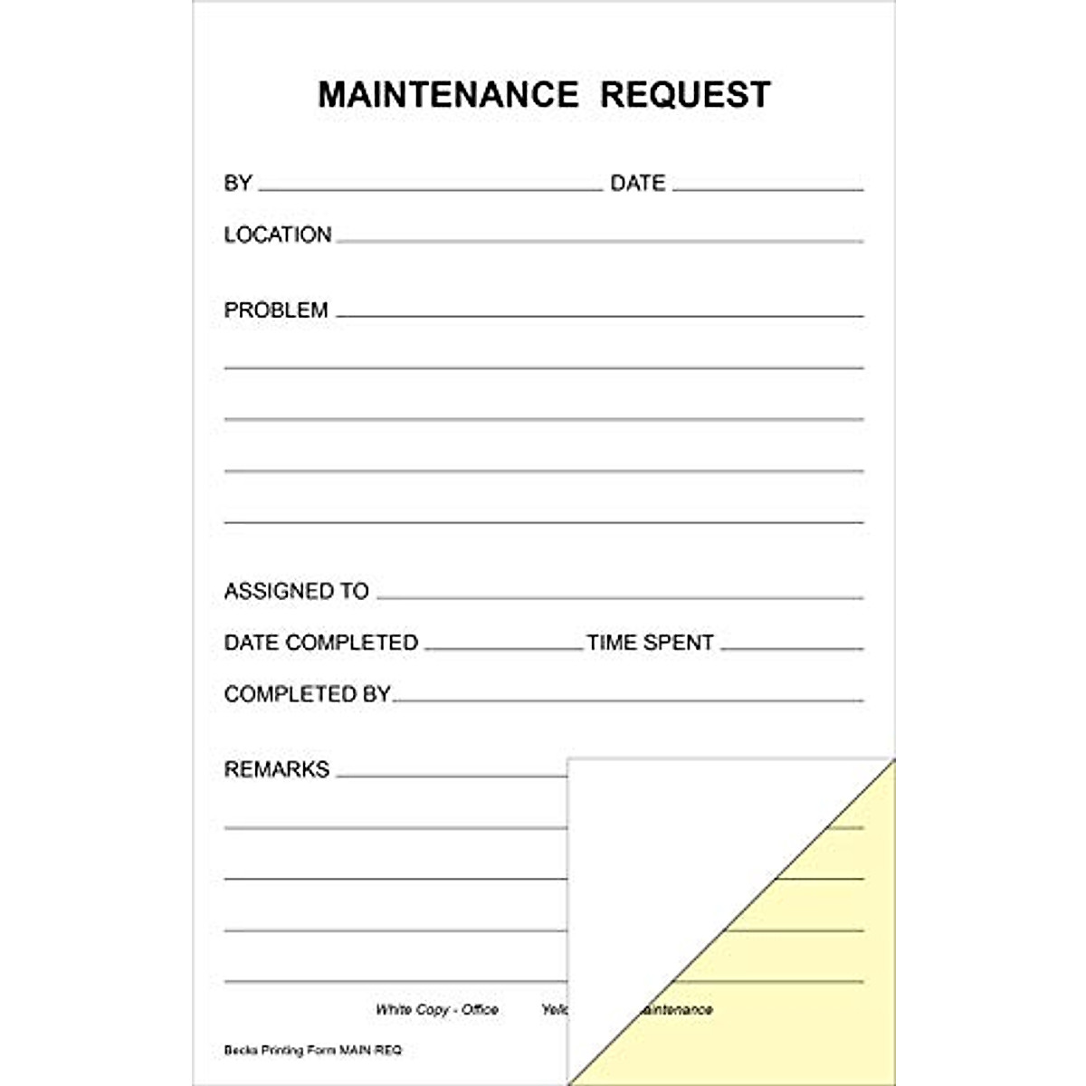 Maintenance Request Forms on 2 Part Carbonless Paper (Pack of 100)